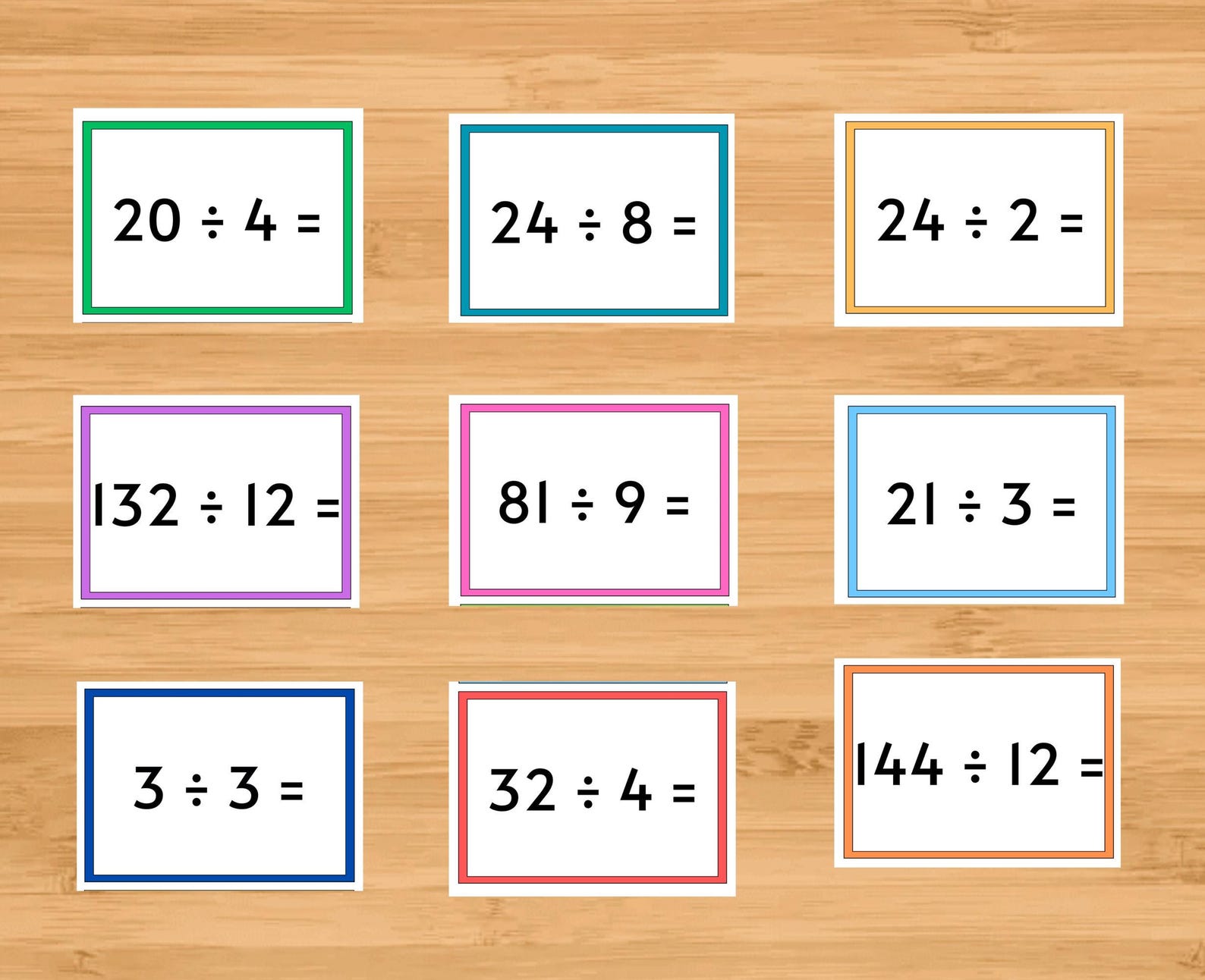 140+ Division Flashcards | 2nd, 3rd, and 4th Grade Division | Colorful ...