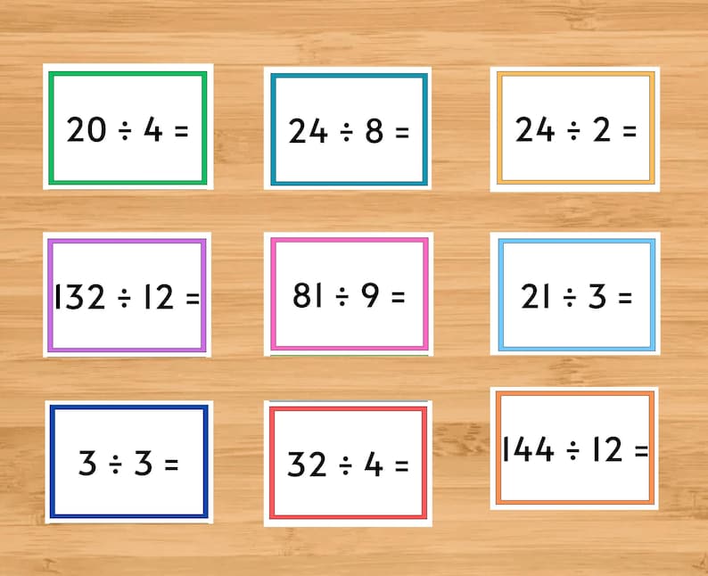 140+ Division Flashcards | 2nd, 3rd, and 4th Grade Division | Colorful ...