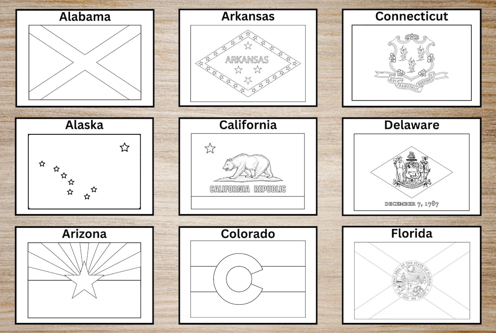 US State Flags Coloring Pages | 50 Instantly Printable Sheets (PDF ...