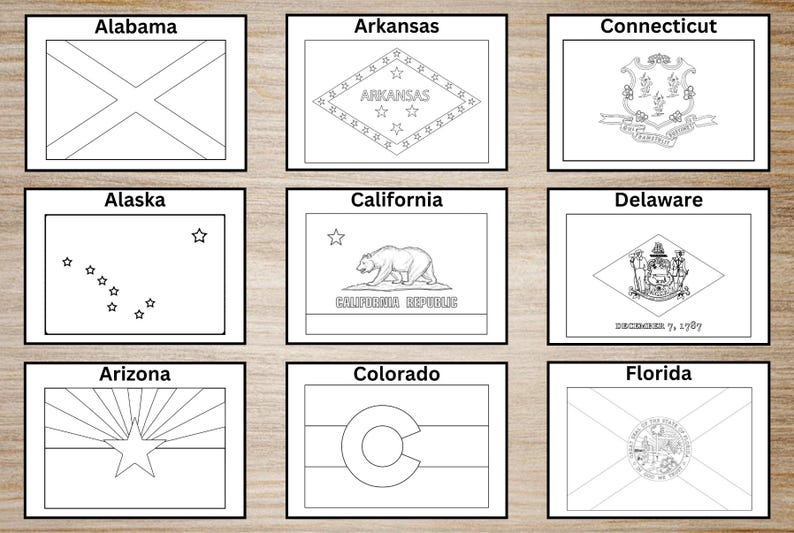 US State Flags Coloring Pages | Coloring Flags | Coloring Sheets State ...