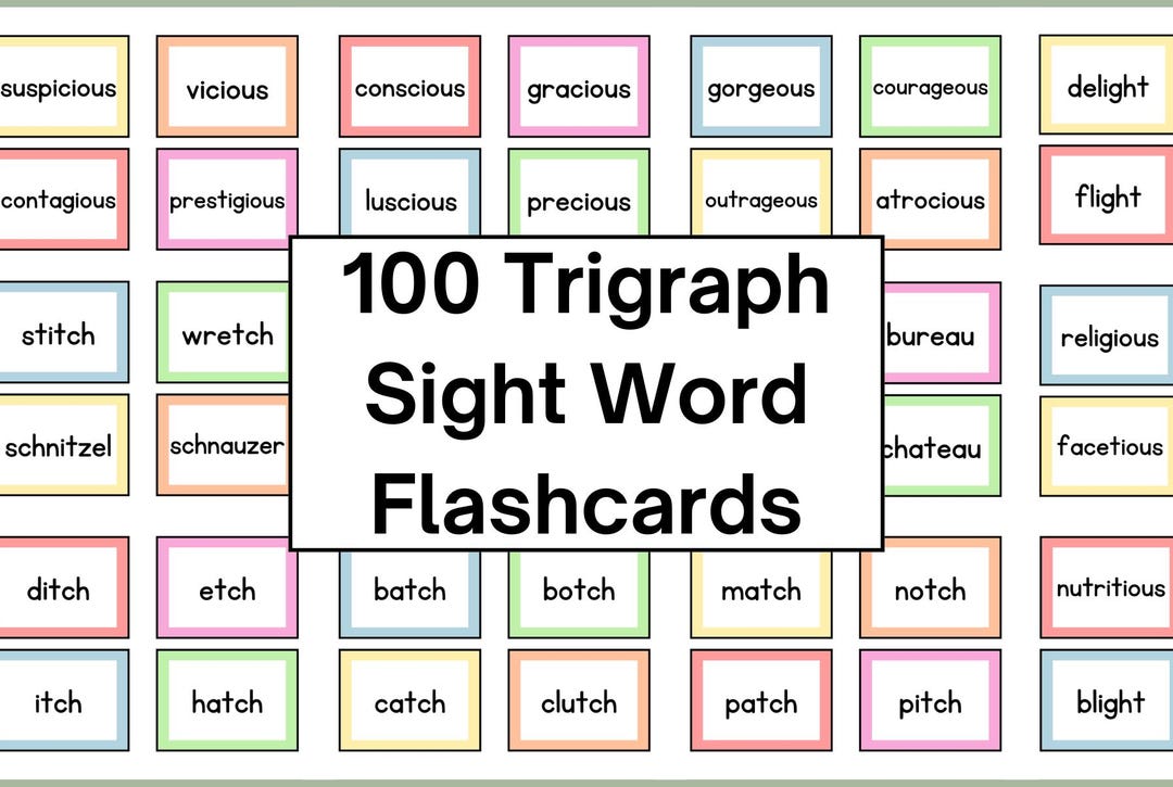 Trigraph Sight Words for Grades K-6 | Speech Therapy Flashcards ...
