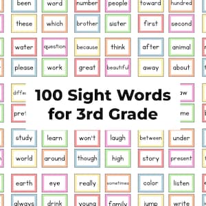 100 3rd Grade Sight Word Flashcards | Third Grade Vocabulary | 3rd ...