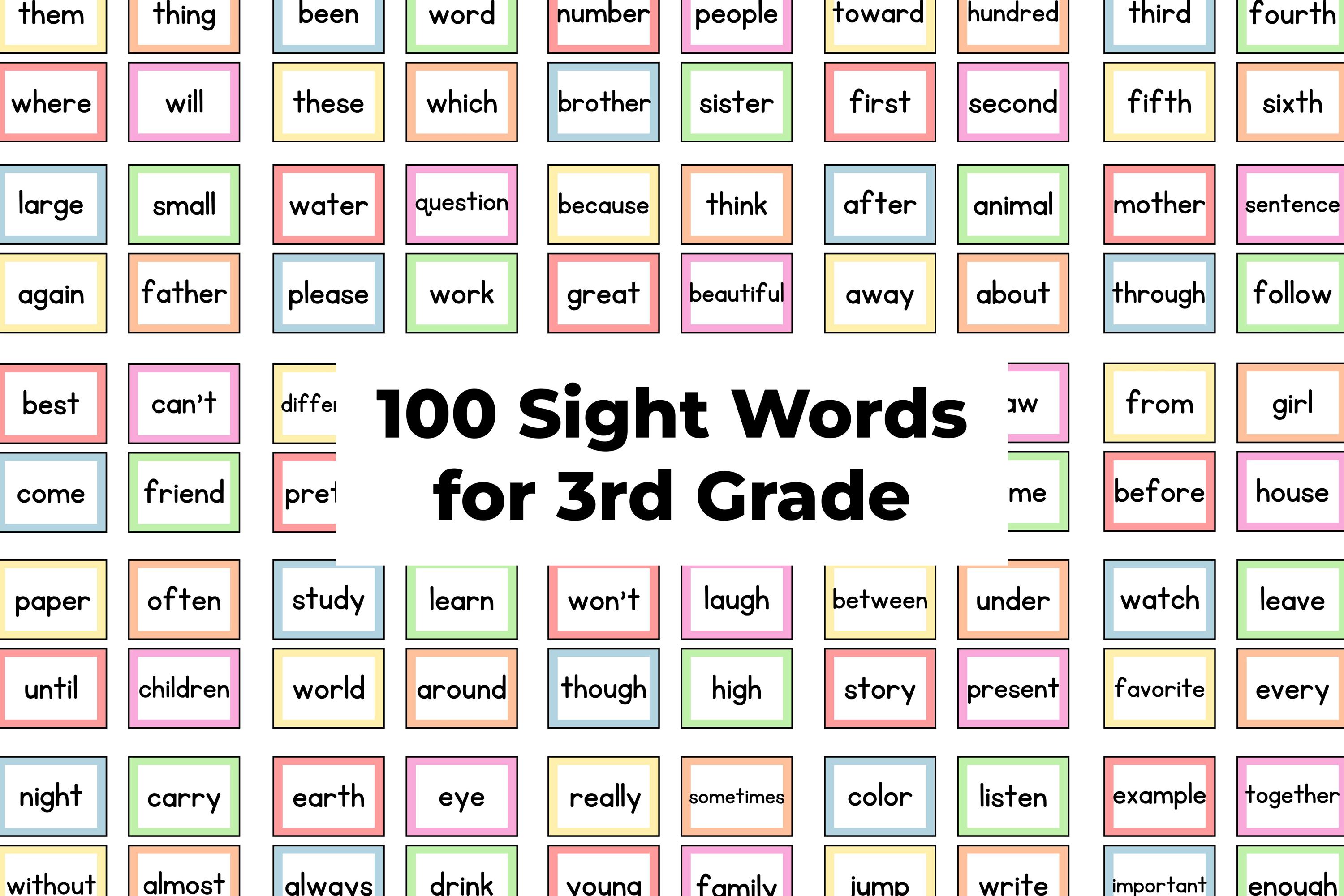 100 3rd Grade Sight Word Flashcards | Third Grade Vocabulary | 3rd ...