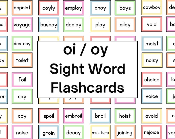 Oi Oy Sight Word Flashcards | Speech Therapy Flashcards Grades K-4 ...