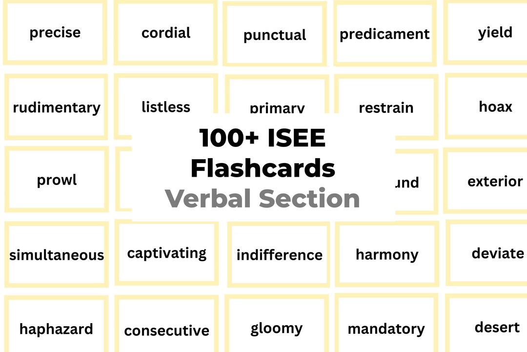 100+ ISEE Middle Level and Upper Level Verbal Flashcards | ISEE ...