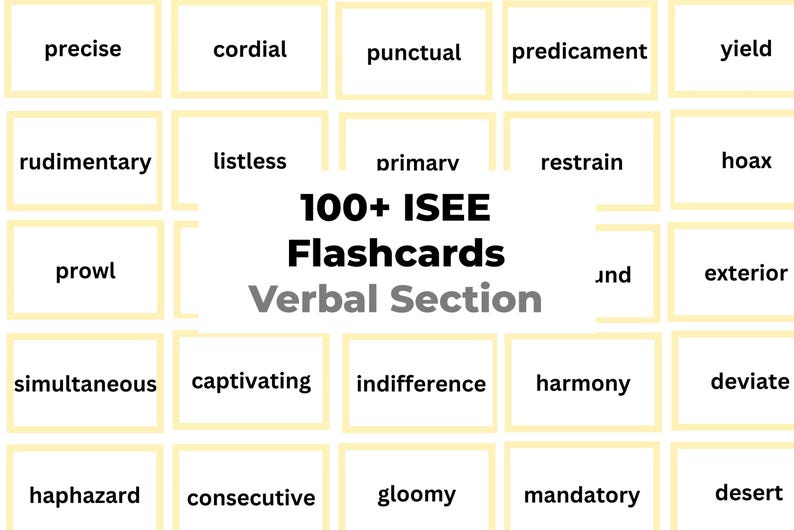100+ ISEE Middle Level and Upper Level Verbal Flashcards | ISEE ...