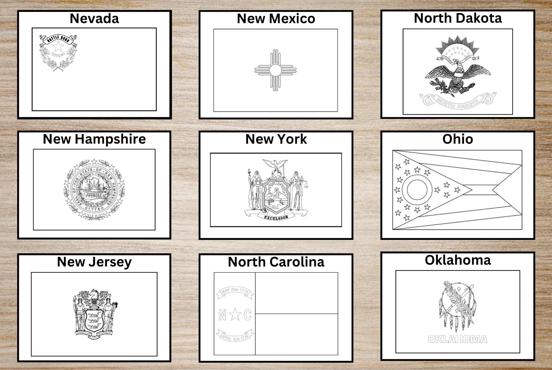 US State Flags Coloring Pages | 50 Instantly Printable Sheets (PDF ...