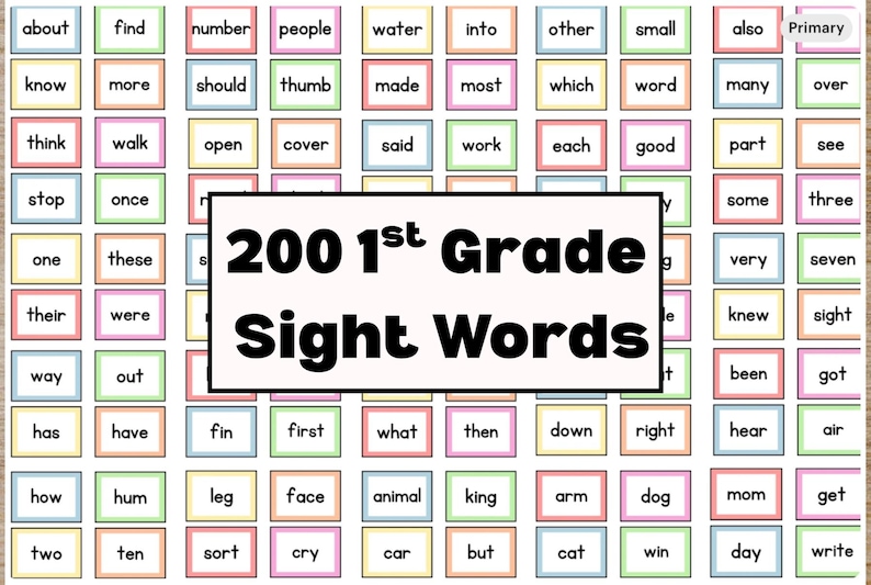 200 First Grade Sight Word Flashcards | 1st Grade Spelling Words ...