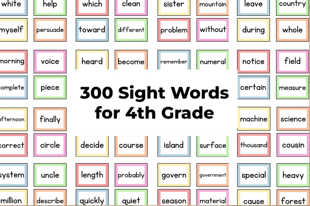 300 4th Grade Sight Word Flashcards | Fourth Grade Vocab | Reading ...