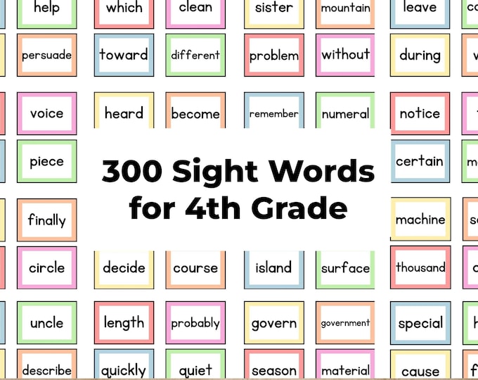 300 4th Grade Sight Word Flashcards | Fourth Grade Vocab | Reading ...