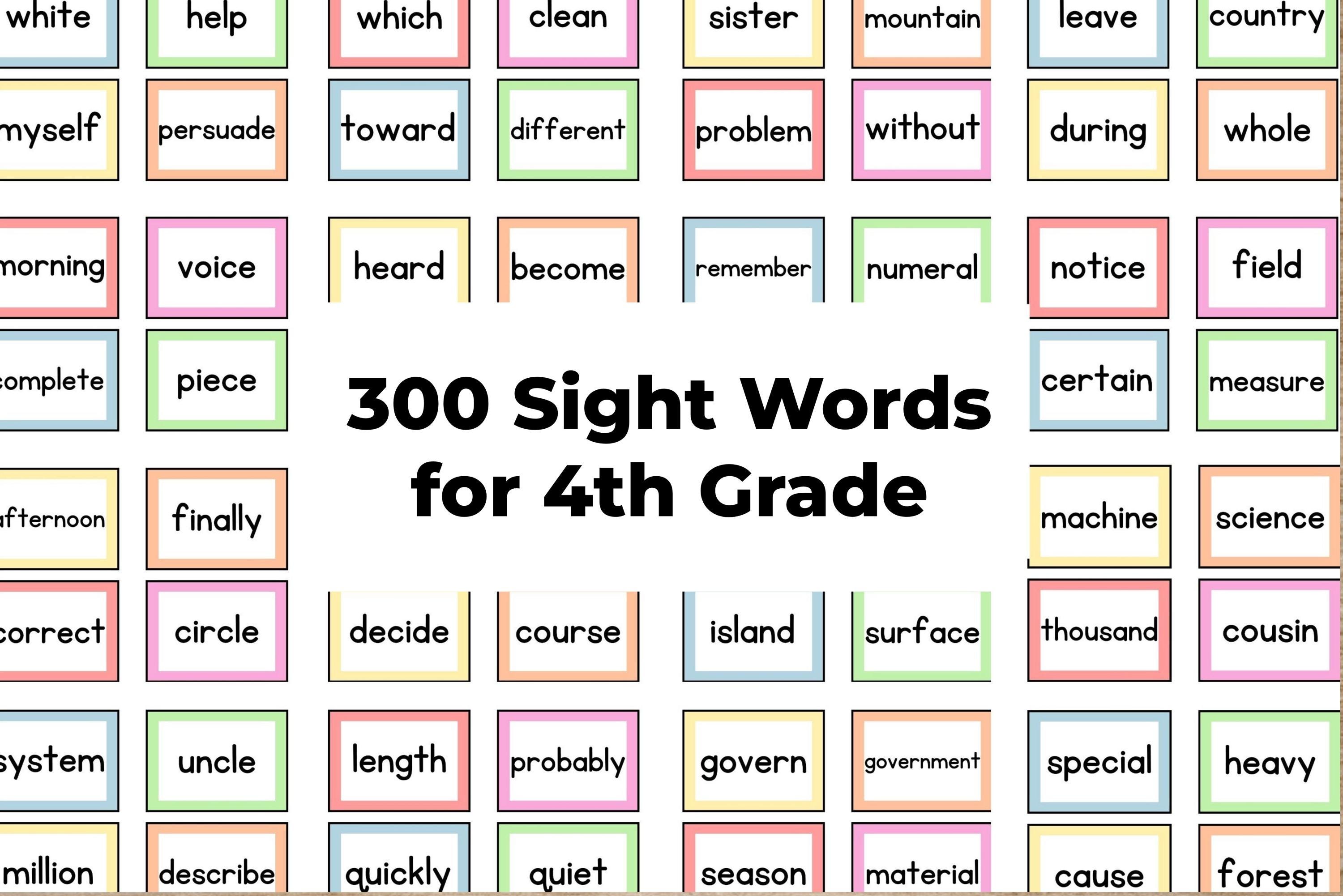 300 4th Grade Sight Word Flashcards | Fourth Grade Vocab | Reading ...