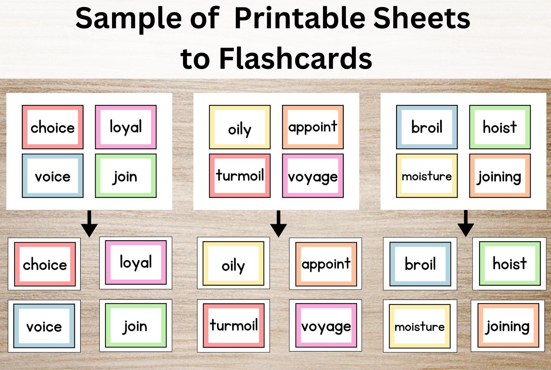 Oi Oy Sight Word Flashcards | Speech Therapy Flashcards Grades K-4 ...