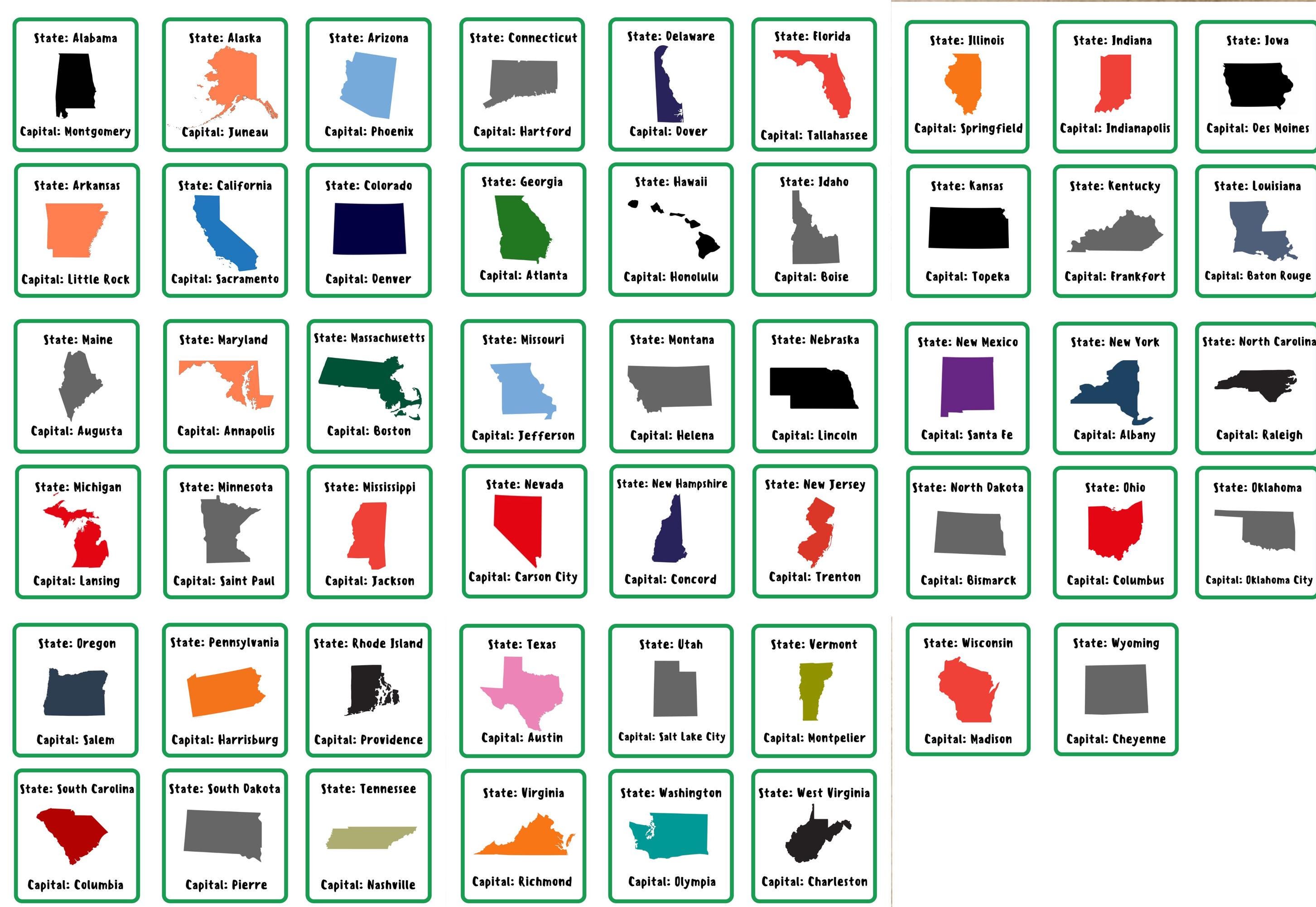 50 US State Capital Flashcards | Learn the Capitals of the United ...