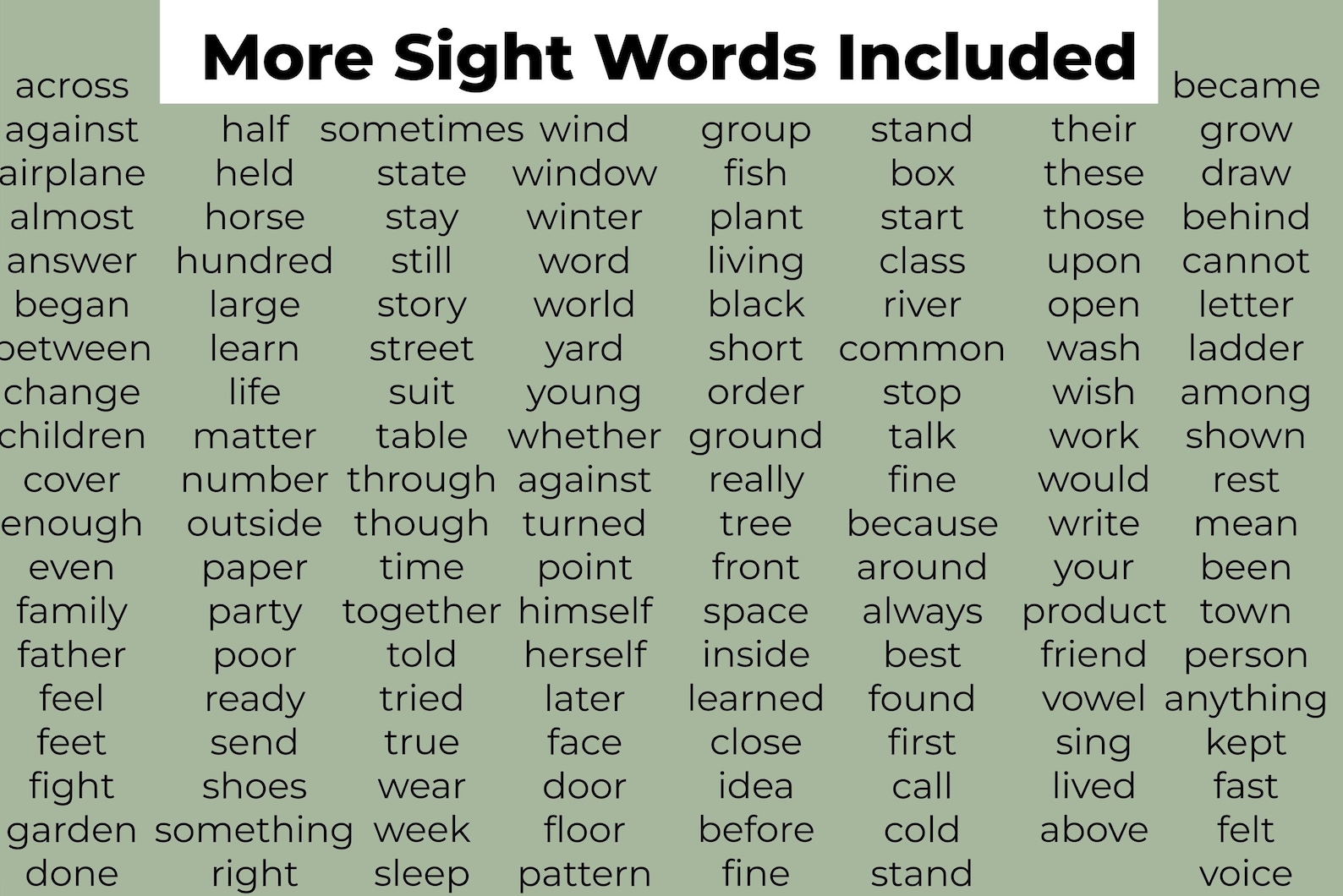 300 4th Grade Sight Word Flashcards | Fourth Grade Vocab | Reading ...