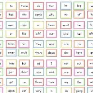 Kindergarten Sight Word Flashcards | Kindergarten Vocab | Reading Level ...