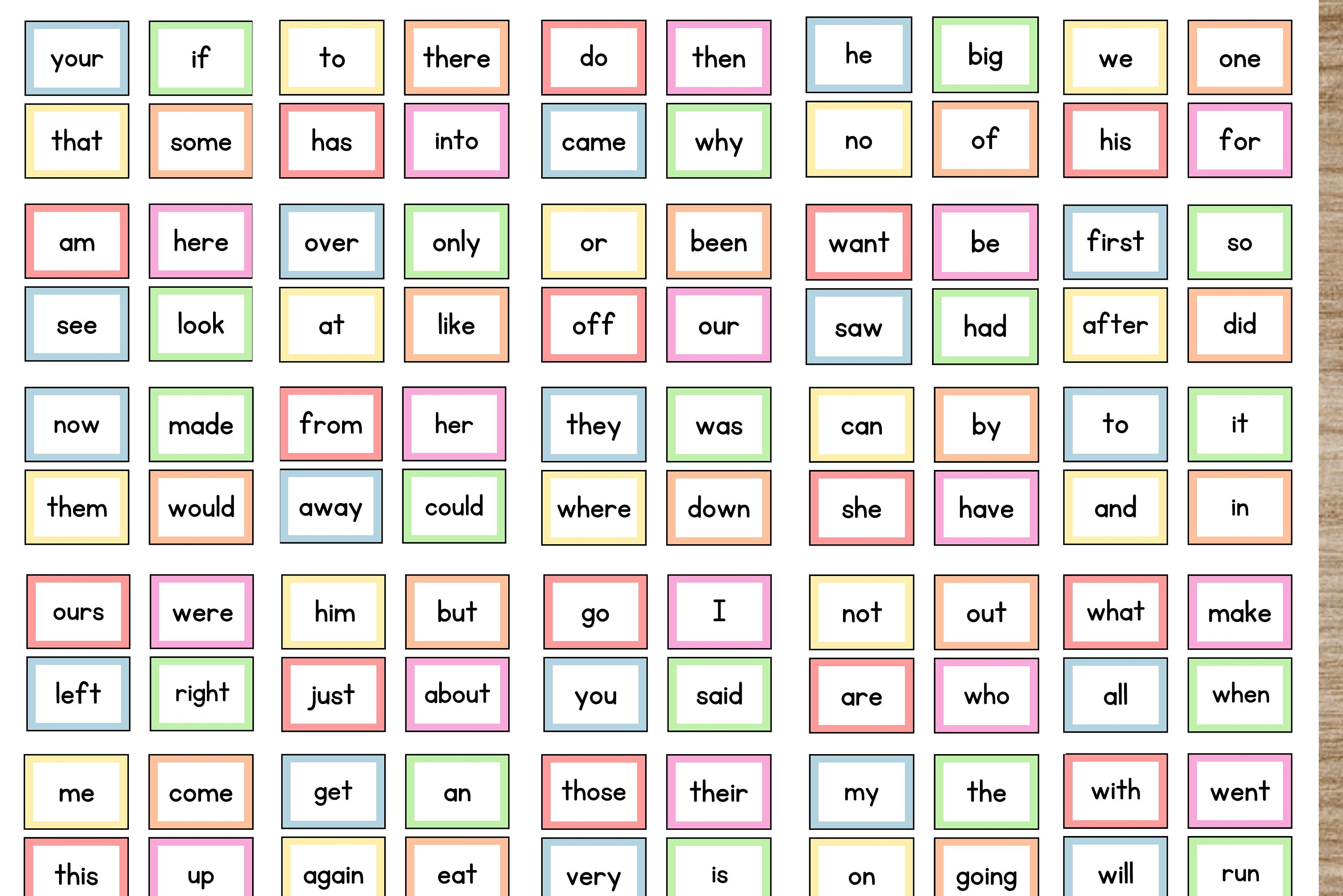 Kindergarten Sight Word Flashcards | Kindergarten Vocab | Reading Level ...