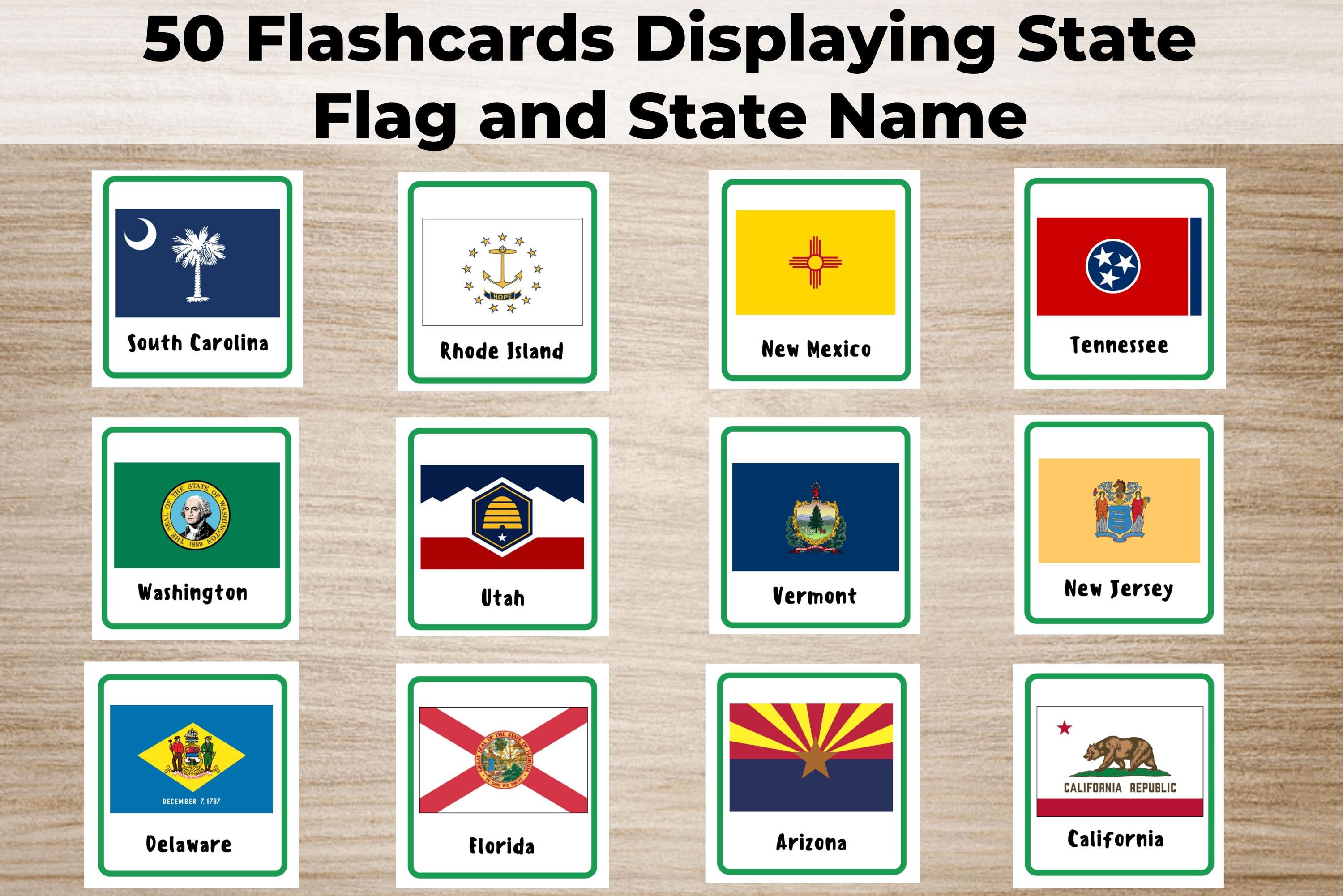 50 US State Flag Flashcards | Learn the National Flags of the United ...
