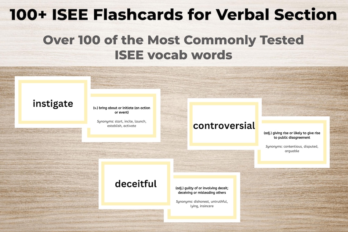 100+ ISEE Middle Level and Upper Level Verbal Flashcards | ISEE ...