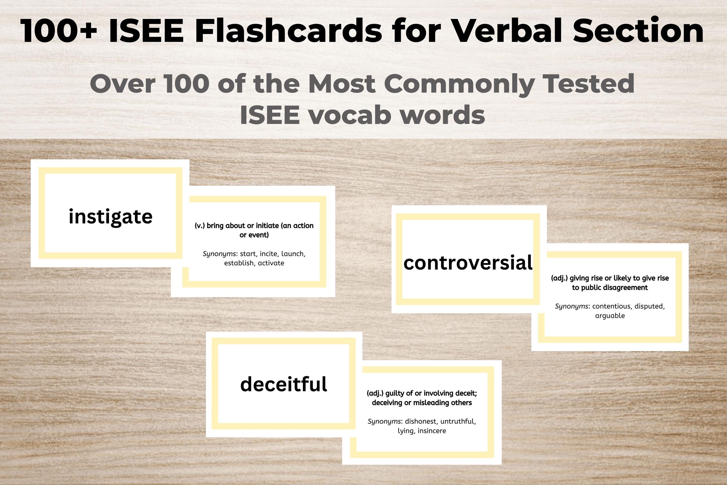 100+ ISEE Middle Level and Upper Level Verbal Flashcards | ISEE ...