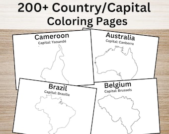 Coloring Pages: World Countries' Maps and Capitals | Coloring Book of ...