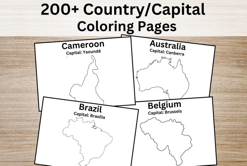 Coloring Pages: World Countries' Maps and Capitals | Coloring Book of ...