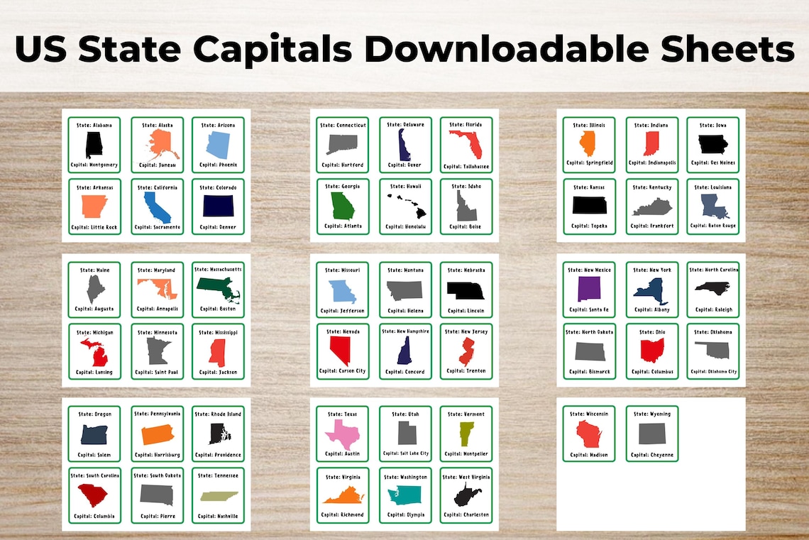 50 US State Capital Flashcards | Learn the Capitals of the United ...