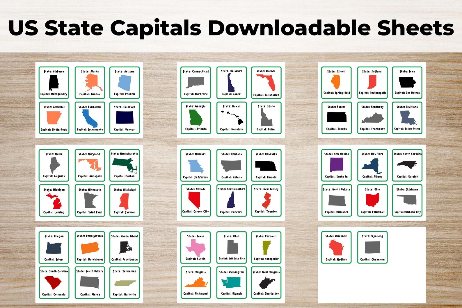 50 US State Capital Flashcards | Learn the Capitals of the United ...