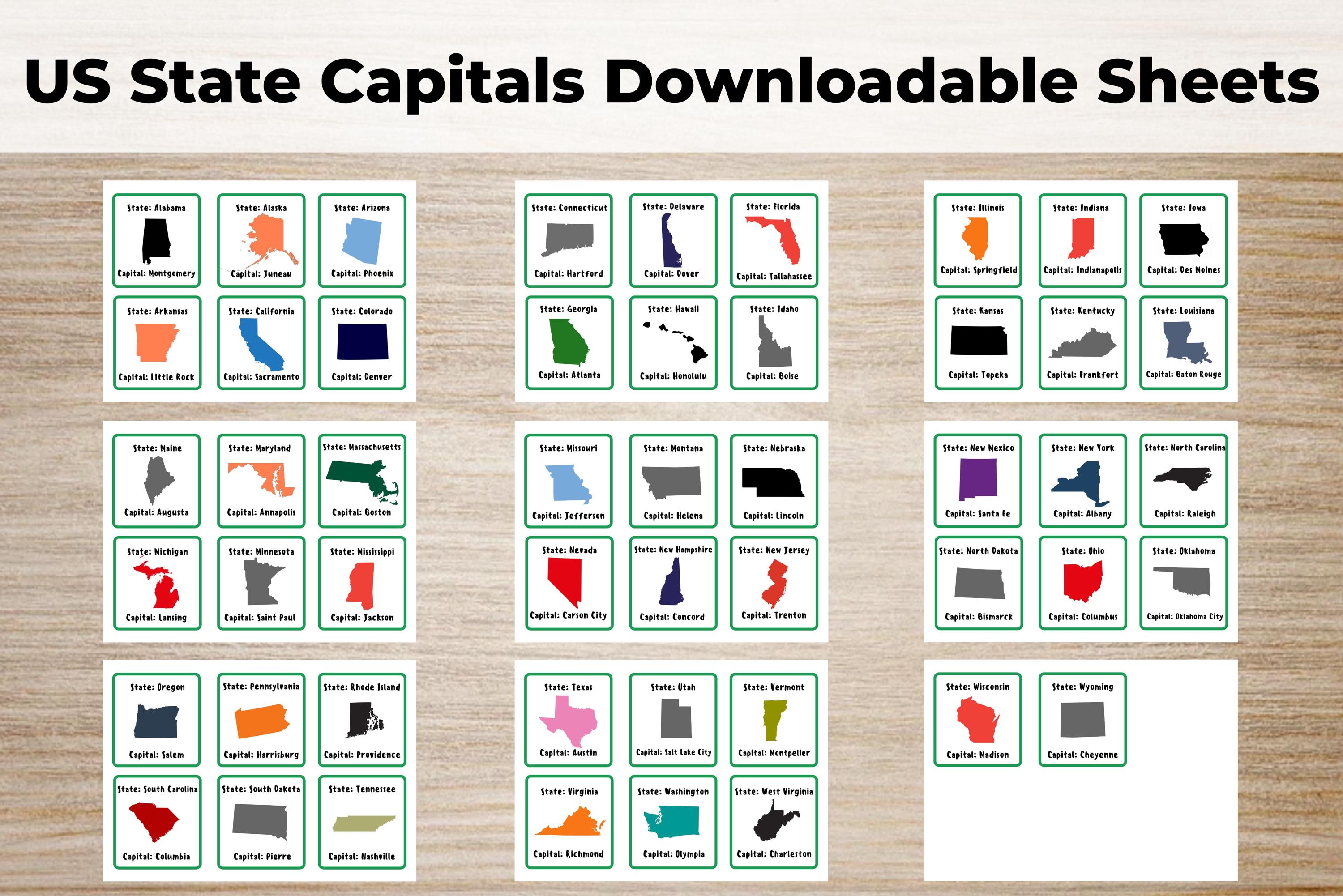 50 US State Capital Flashcards | Learn the Capitals of the United ...