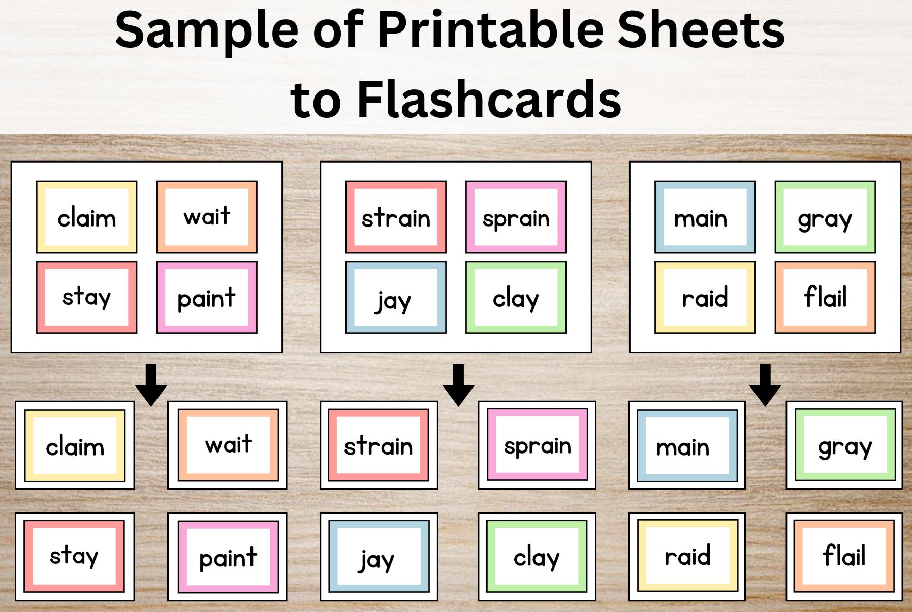 Ai Ay Sight Word Flashcards | Speech Therapy Flashcards Grades K-4 ...