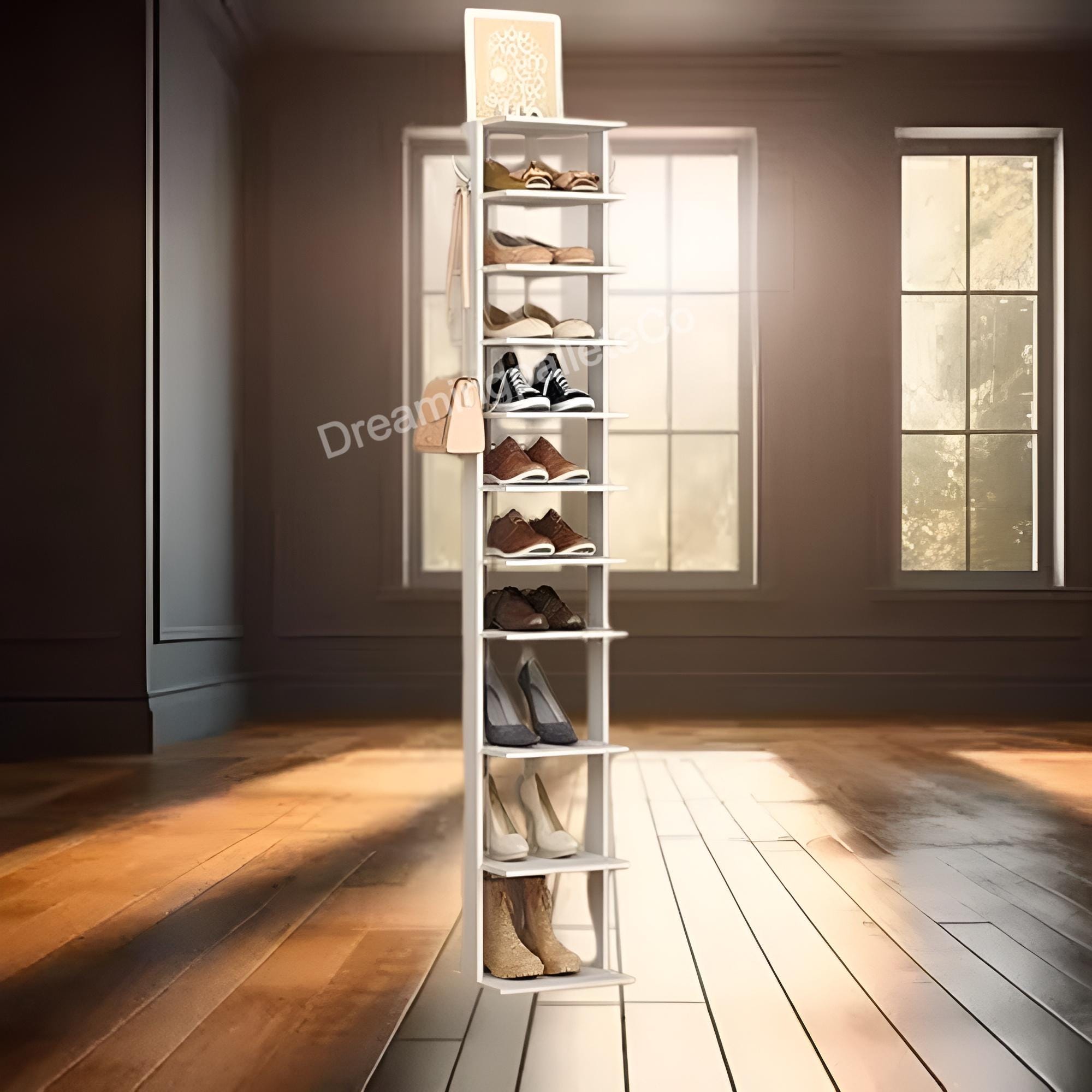 10 Tier Wooden Shoe Rack Tall Shoe Rack Vertical Shoe Rack Entryway ...