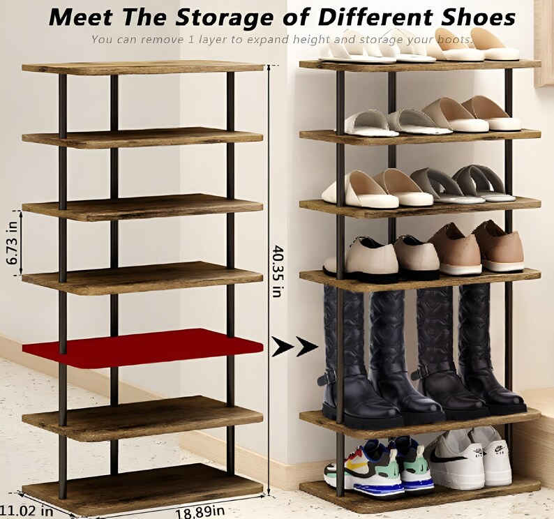 Wooden Tall Shoe Rack Modern Shoe Rack Entryway Shoe Rack Shoe ...