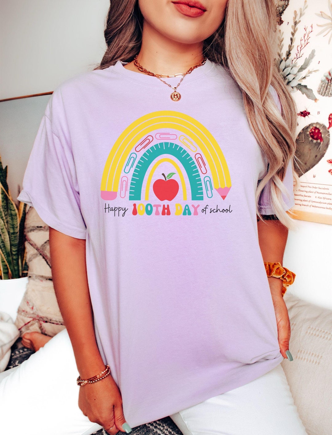 Happy 100th Day of School Rainbow Comfort Colors Tee Gift for Teacher ...