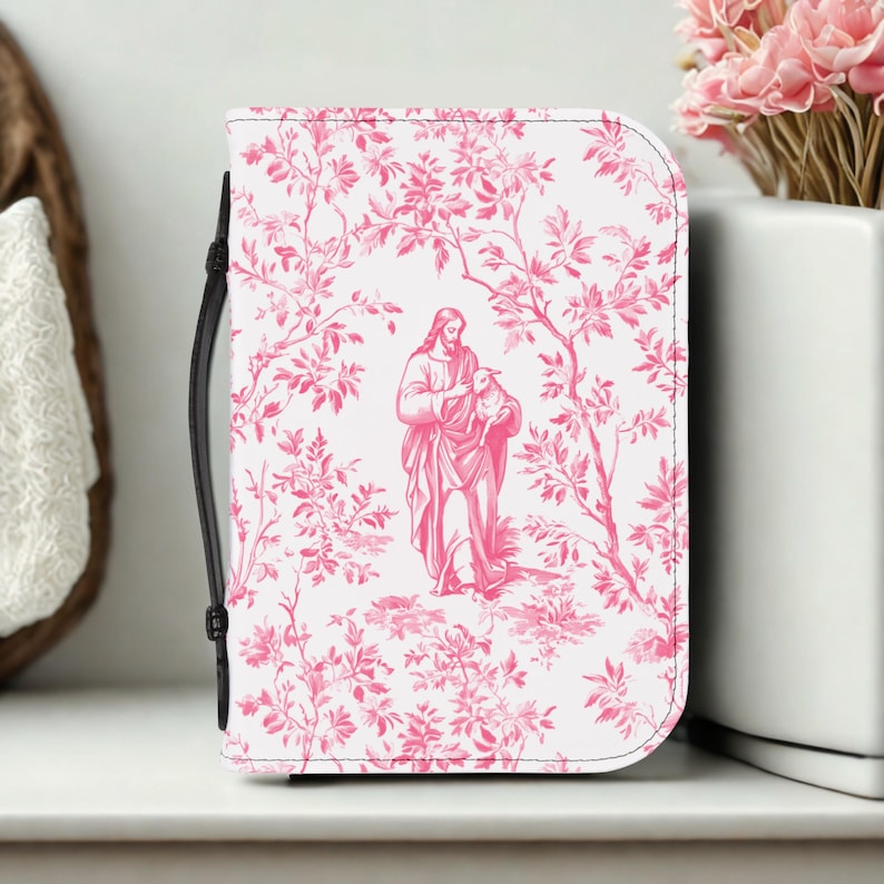 Jesus Lost Lamb Bible Cover Pink Toile, Christian Coquette Bible Case ...