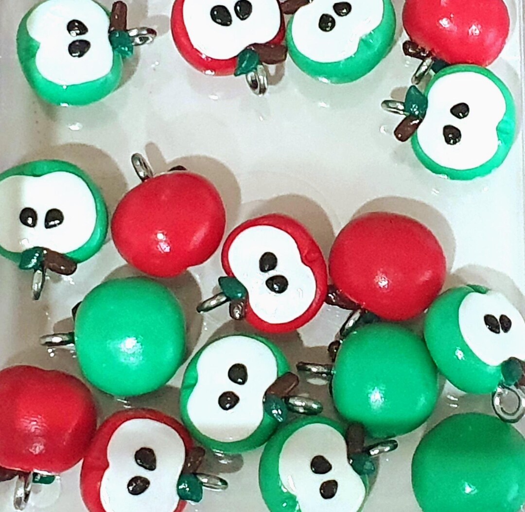 Small Cute Apple Clay Charm - Etsy