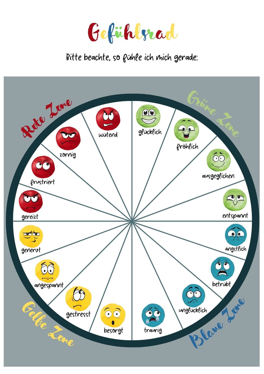 Emotions Clock for Children Montessori Kindergarten&school NVC Learning ...