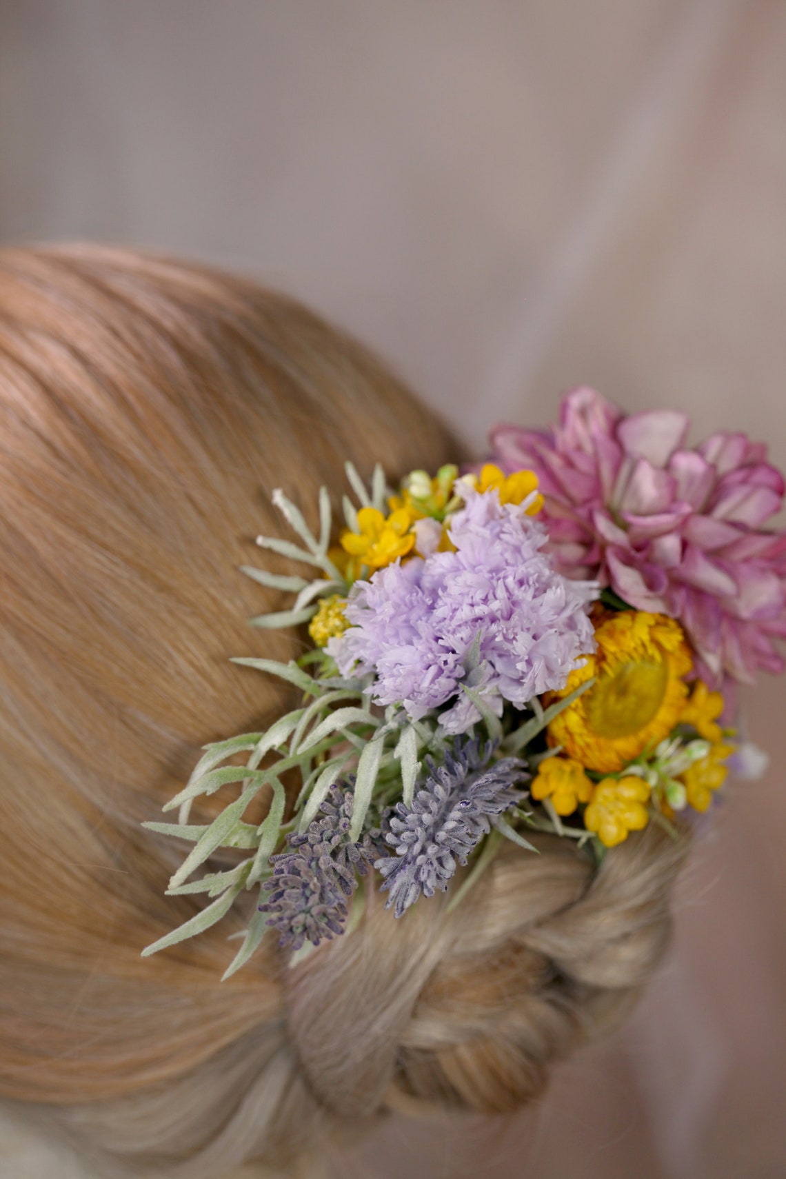 Light Purple Carnation Preserved Flowers & Dried Flower Hair Comb ...