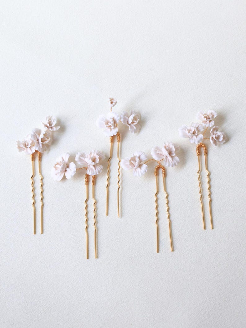 IRIS BLOSSOM Cold Porcelain Hair Pins, Handmade Cold Porcelain Floral ...