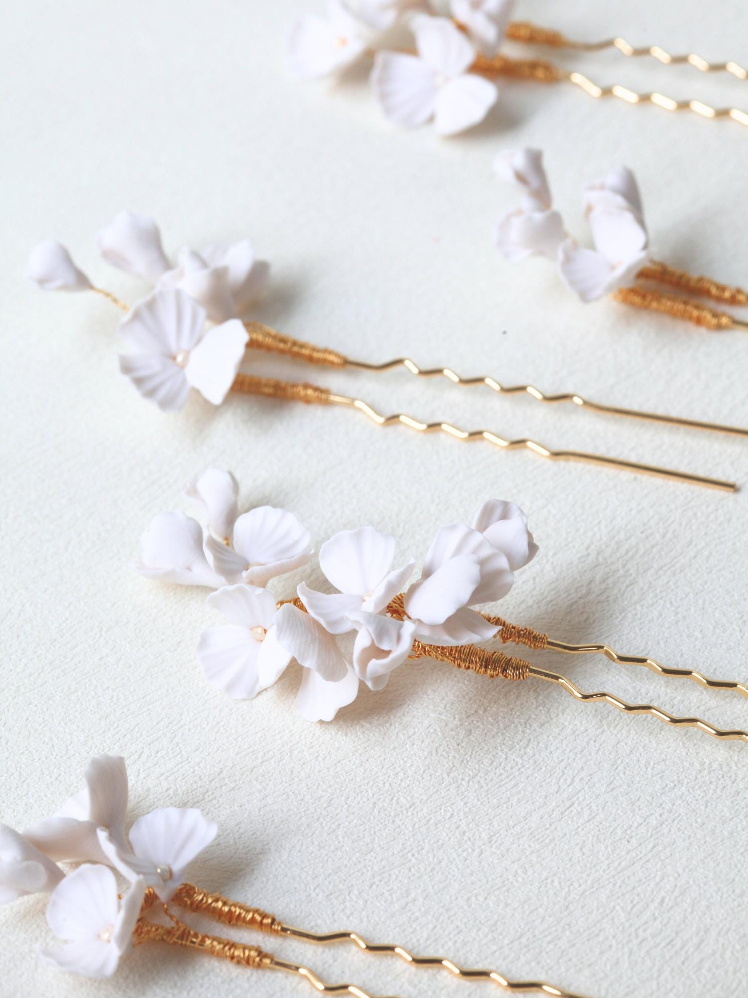 WHITE TRILLIUM Cold Porcelain Hair Pins, Handmade Cold Porcelain Hair ...