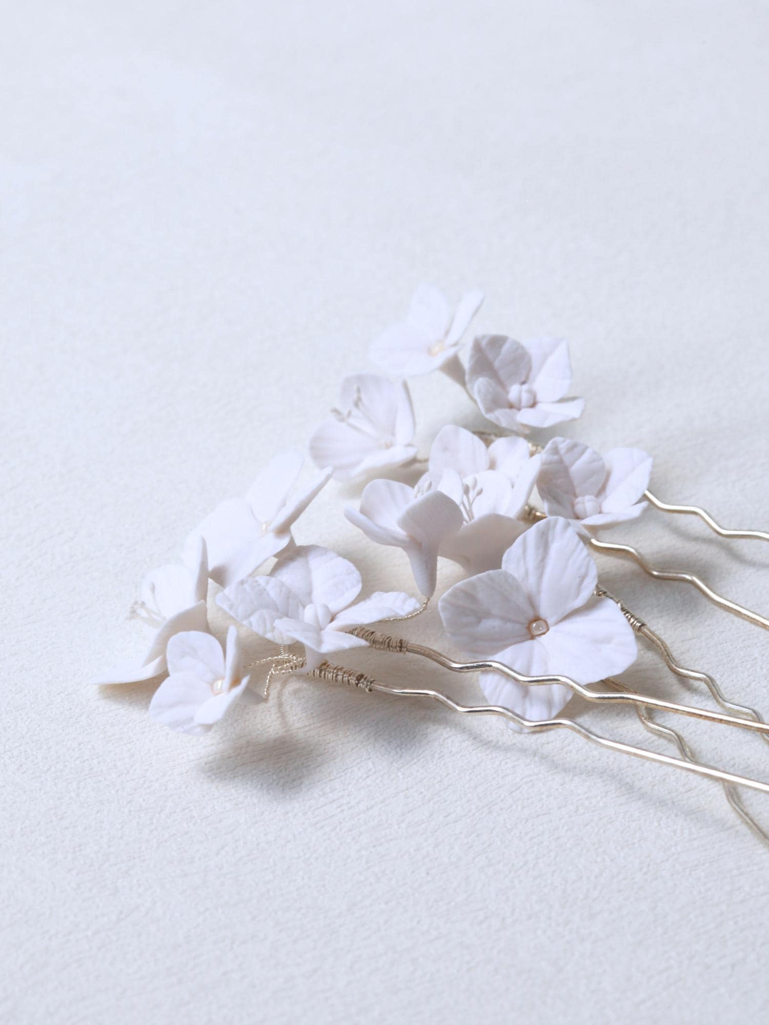SAKURA & HYDRANGEA BLOSSOM Cold Porcelain Bridal Hair Pins, Handmade ...