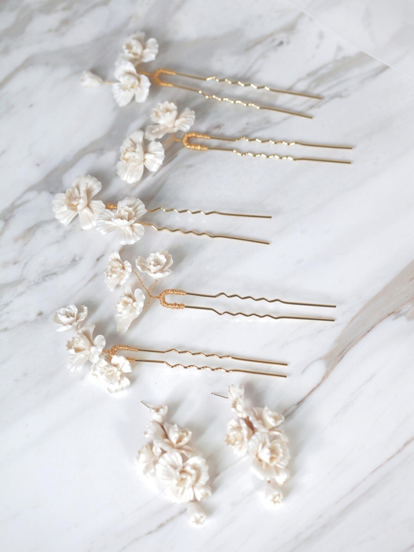 IRIS BLOSSOM Cold Porcelain Hair Pins, Handmade Cold Porcelain Floral ...