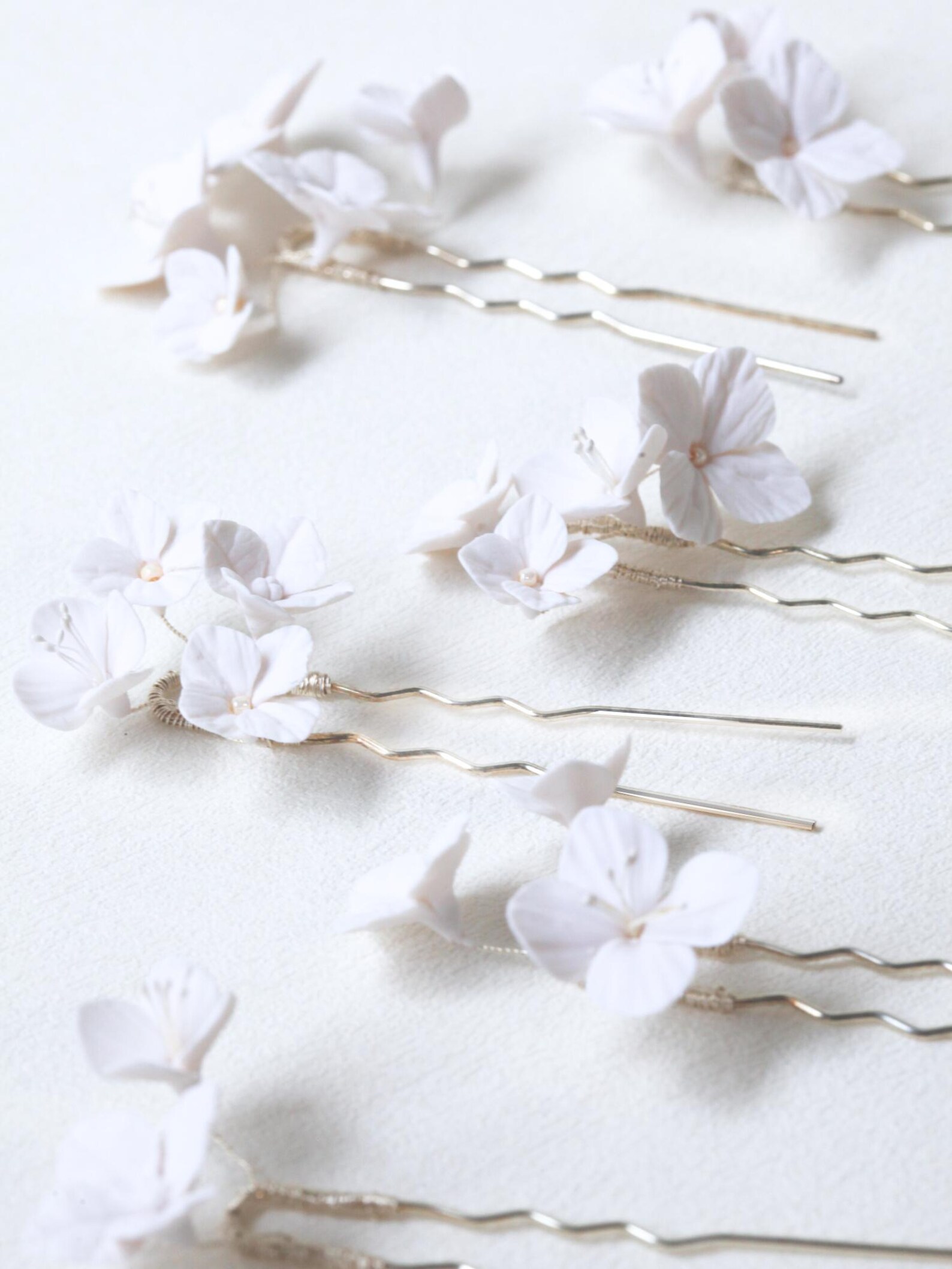 SAKURA & HYDRANGEA BLOSSOM Cold Porcelain Bridal Hair Pins, Handmade ...