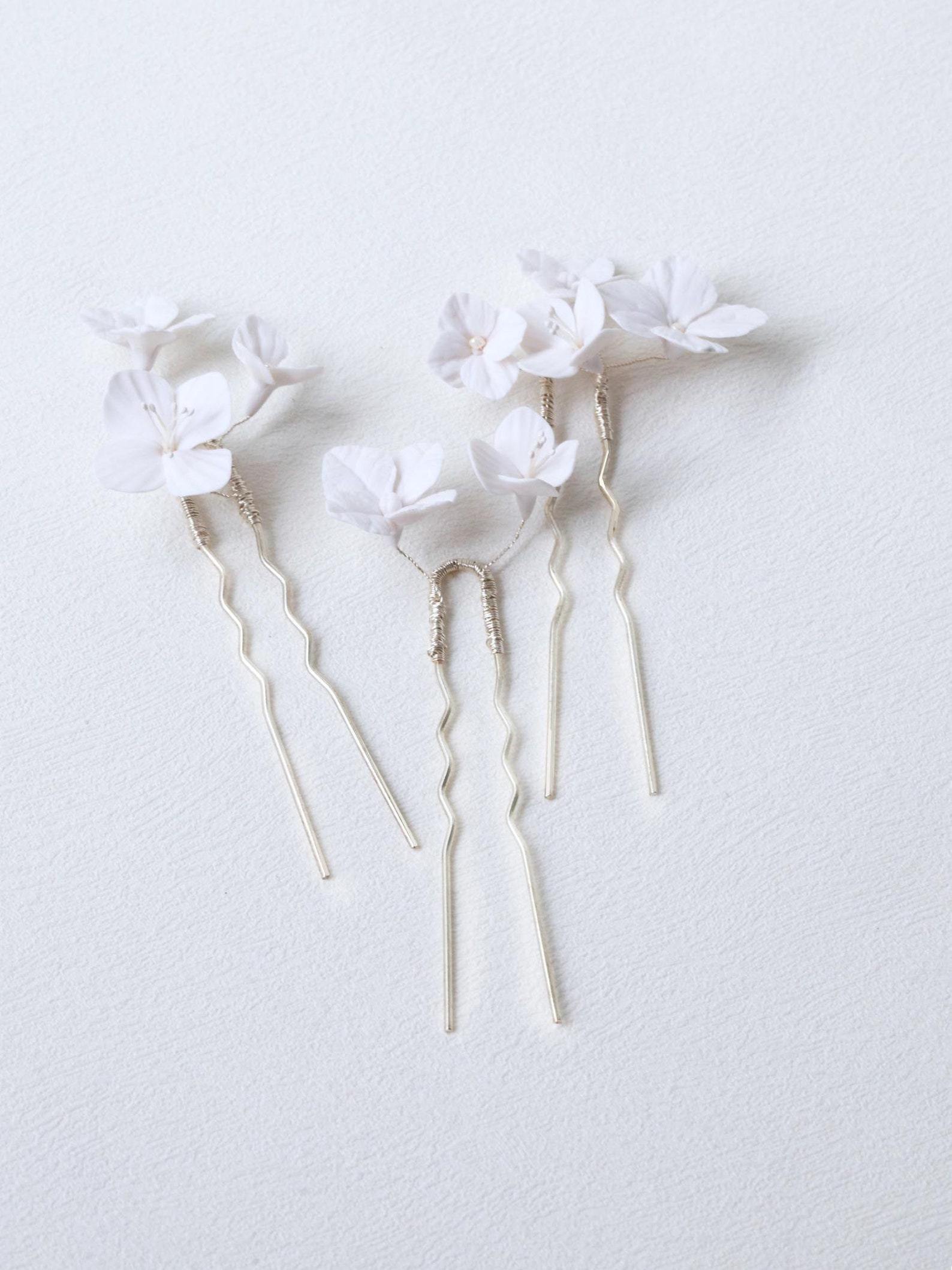 SAKURA & HYDRANGEA BLOSSOM Cold Porcelain Bridal Hair Pins, Handmade ...