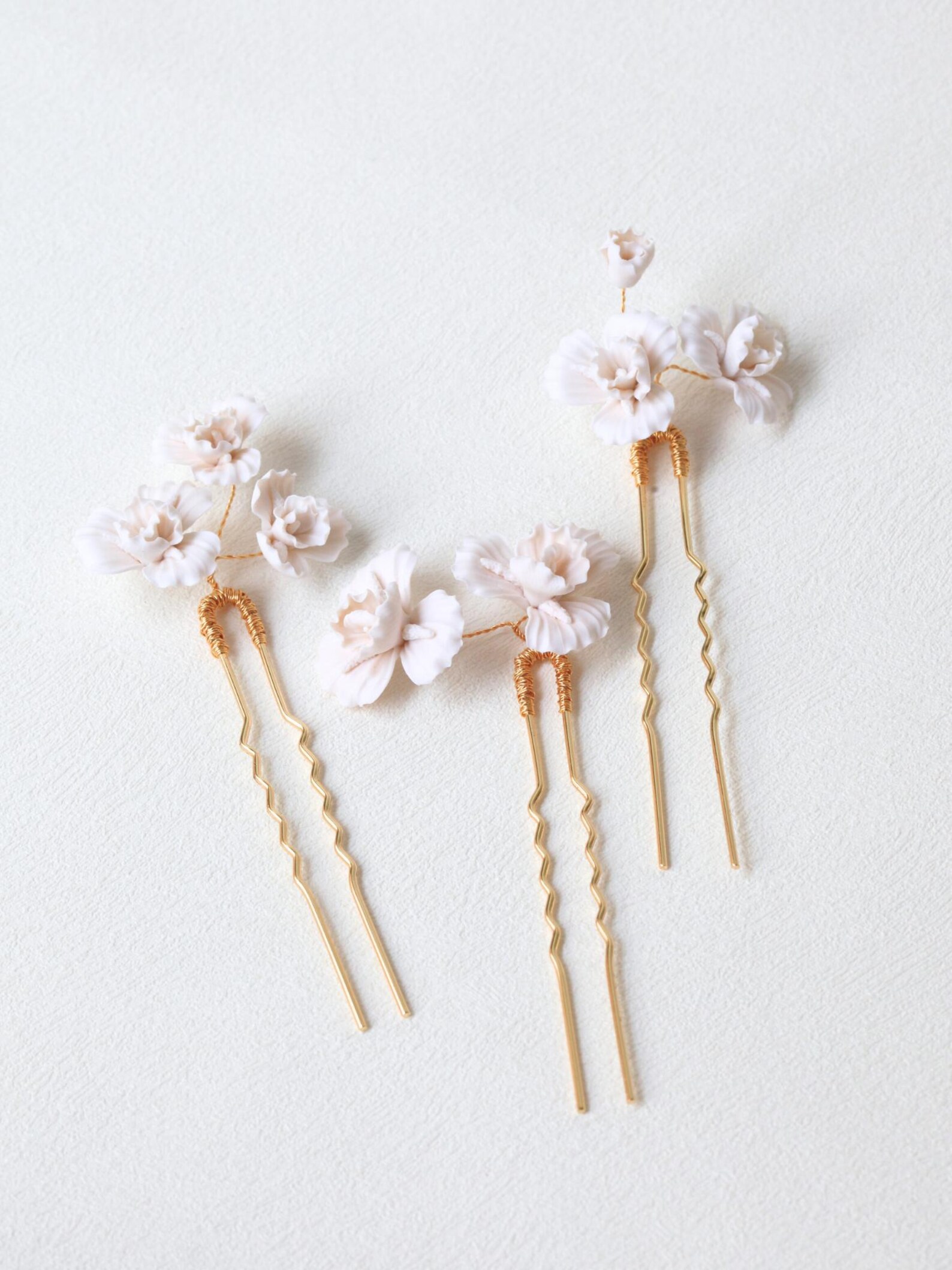 IRIS BLOSSOM Cold Porcelain Hair Pins, Handmade Cold Porcelain Floral ...