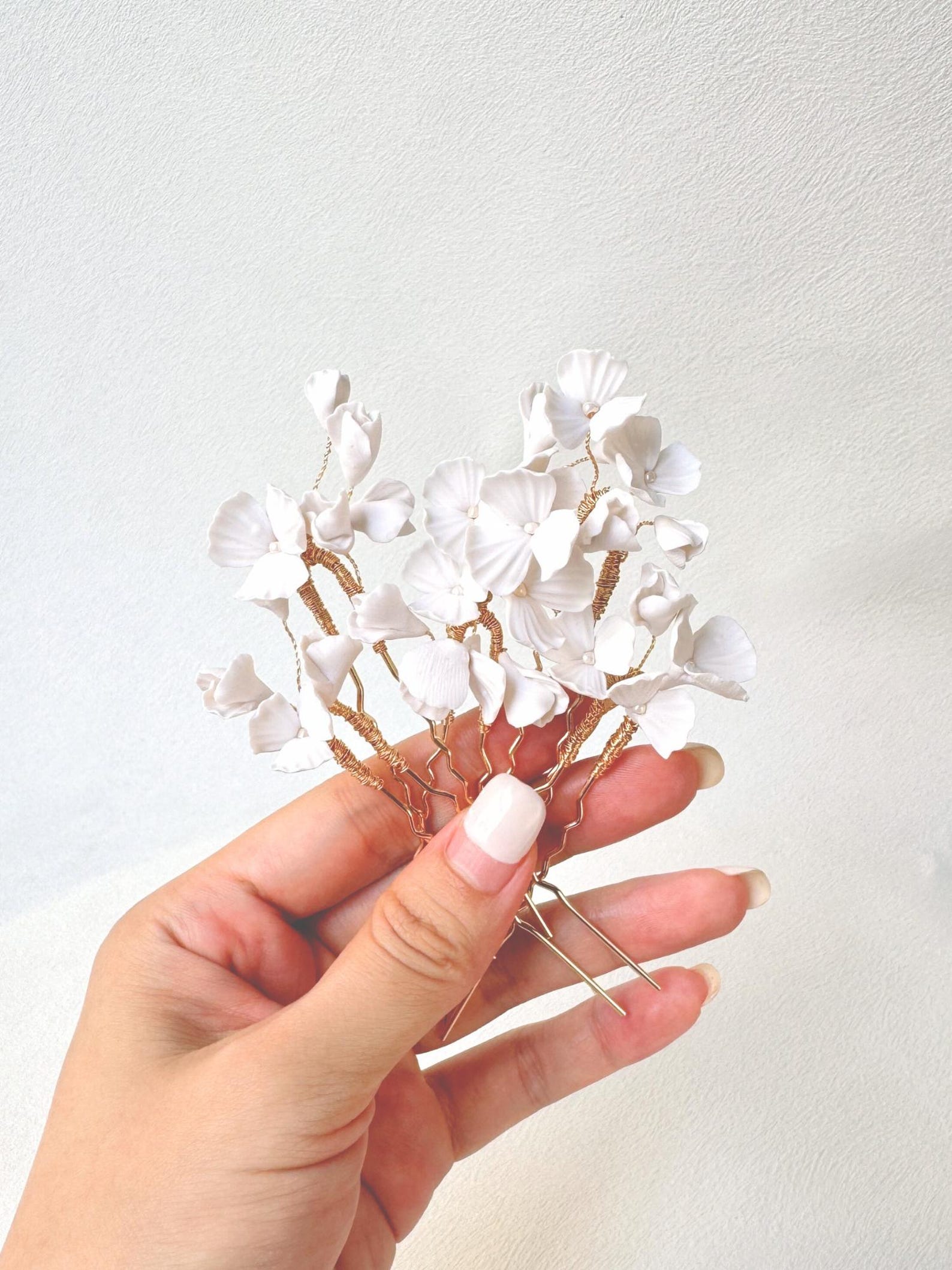 WHITE TRILLIUM Cold Porcelain Hair Pins, Handmade Cold Porcelain Hair ...