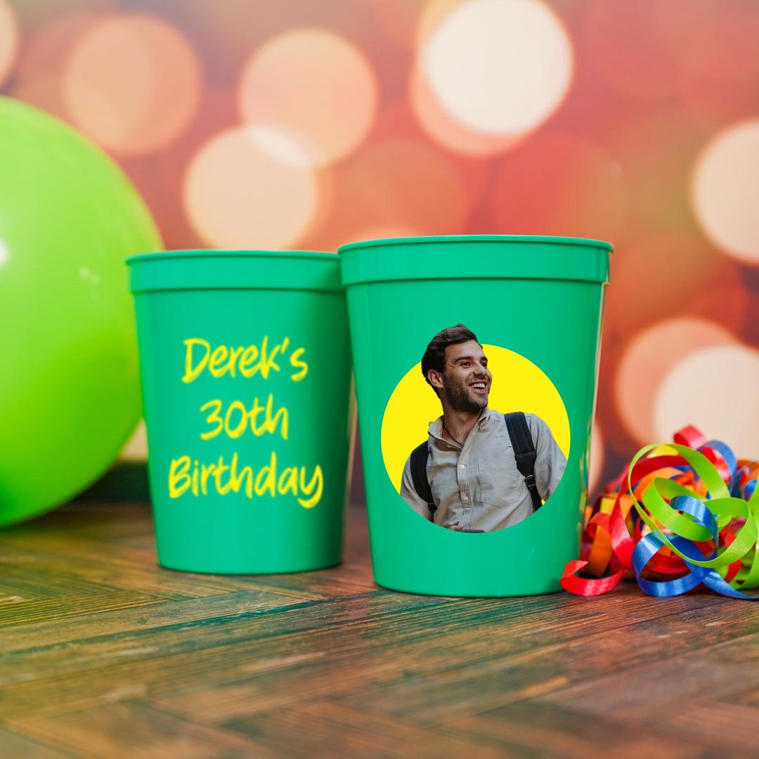30th Birthday Party Cups, Personalized Birthday Stadium Cup, Plastic ...