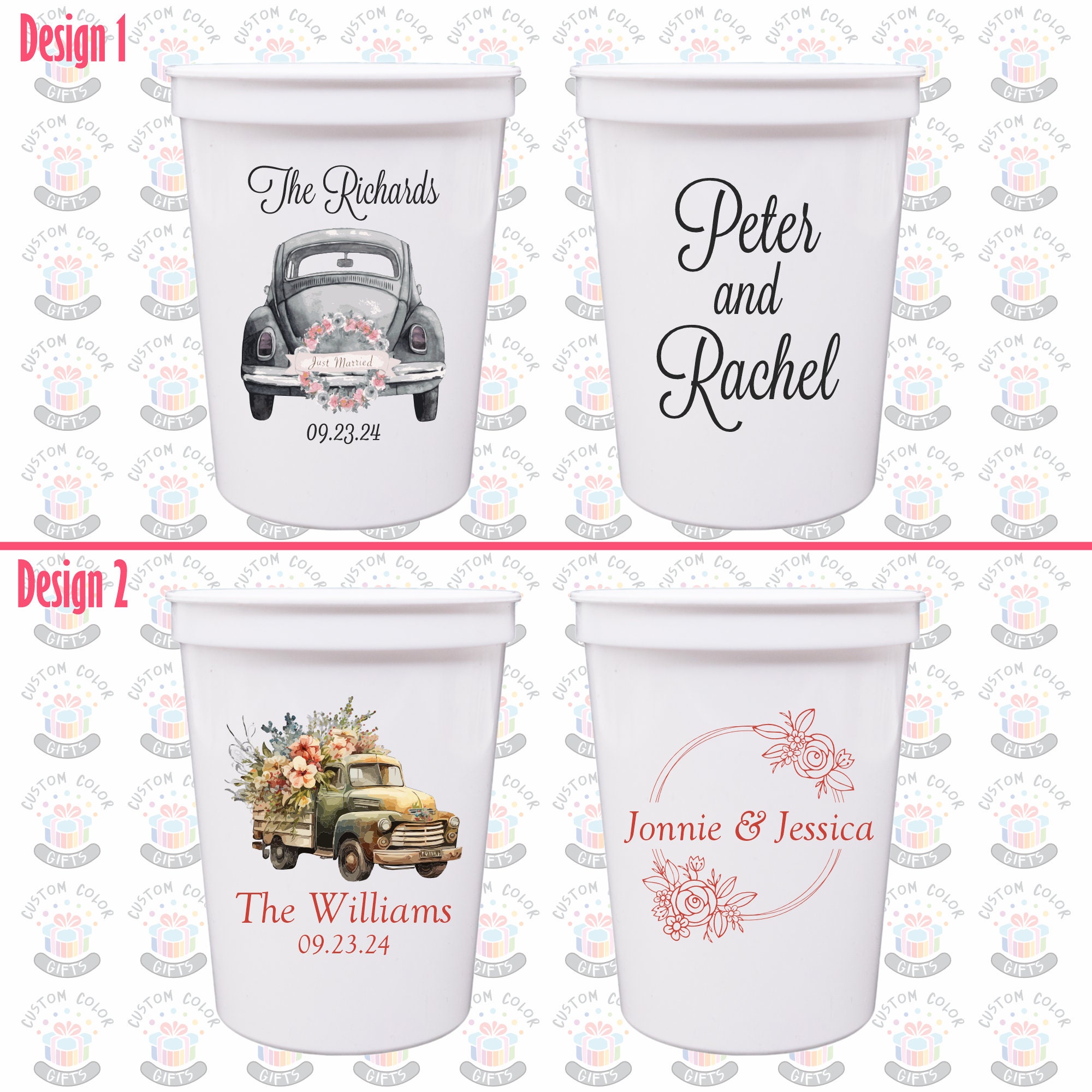 Custom Wedding Cups, Personalized Wedding Favors, Plastic Cups, Stadium ...