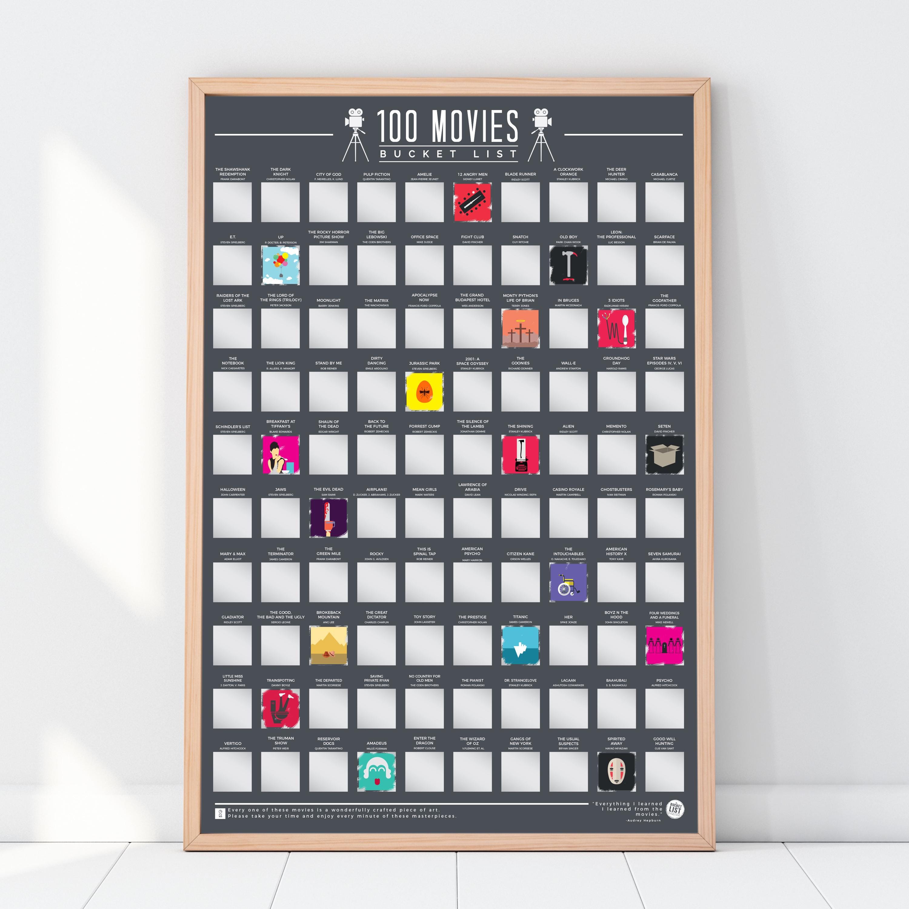 100 Movies Scratch off Poster: Interactive Film Bucket List - Etsy UK