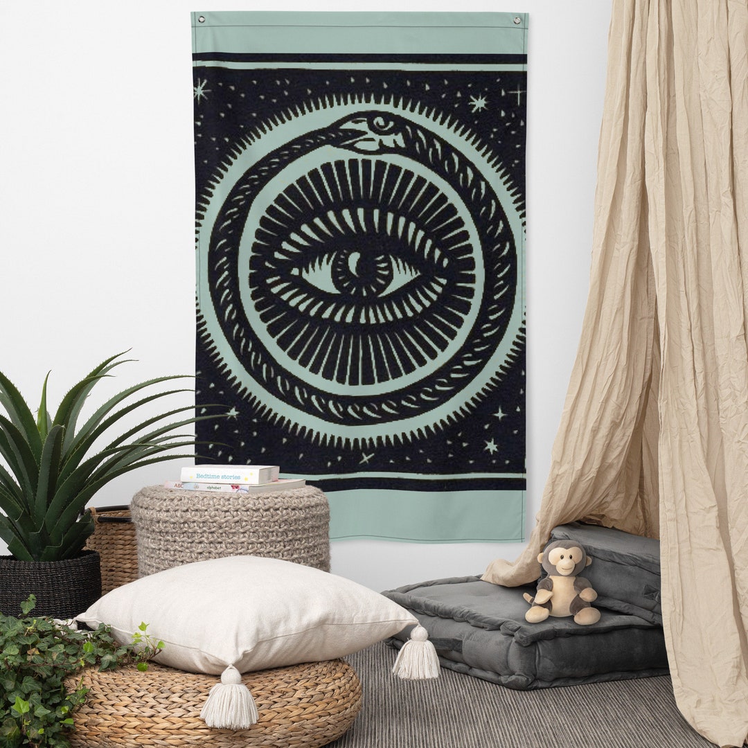 Mystic Hippie Flag With Eye of Providence and Ouroboros Snake Design - Etsy