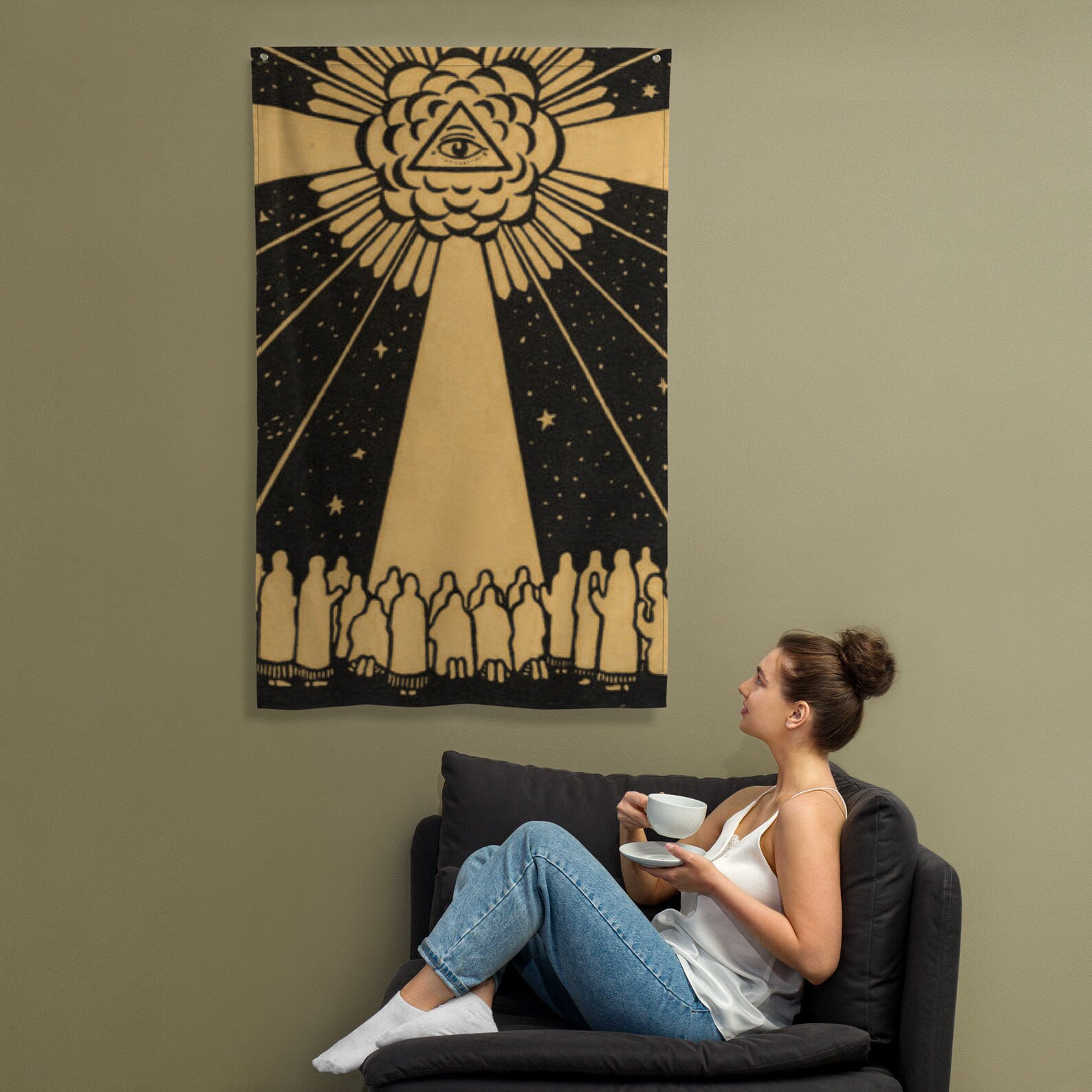 Illuminati Flag, Eye of Providence, All Seeing Eye, Mystic Flag, Hippie ...