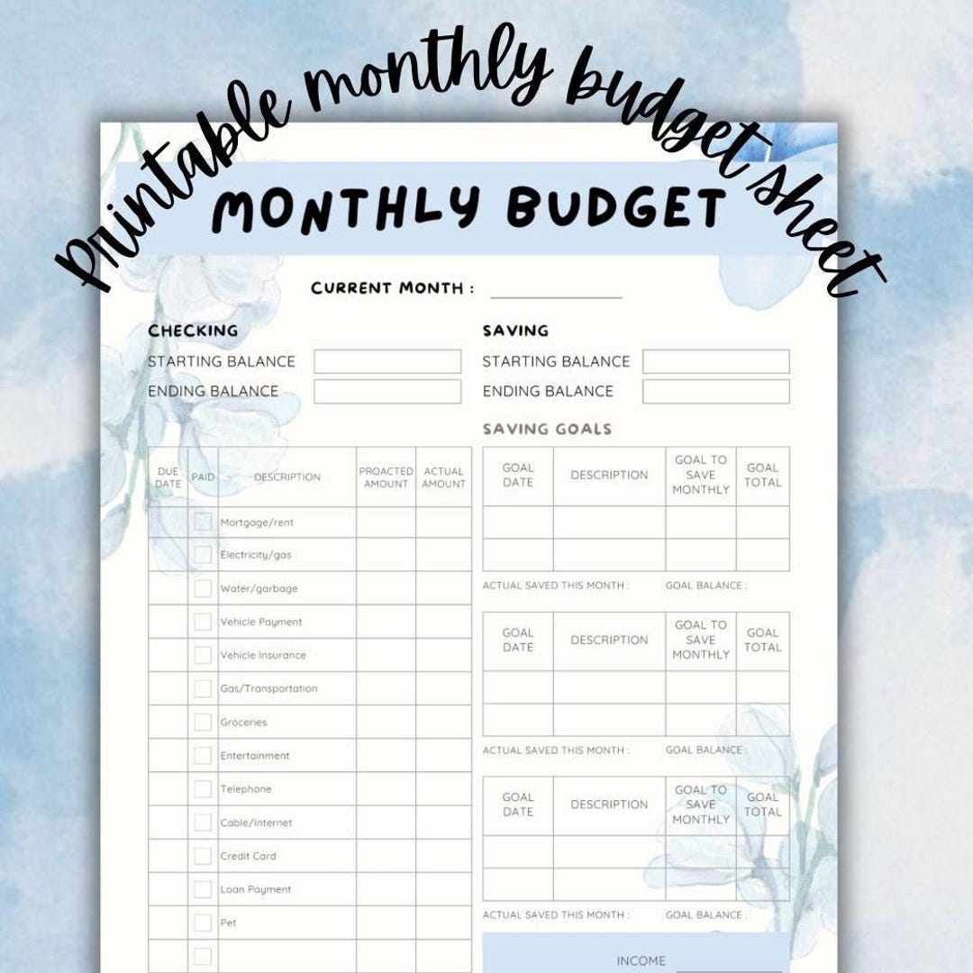 Printable Monthly Budget Planner: Editable Finance Tracker (instant ...